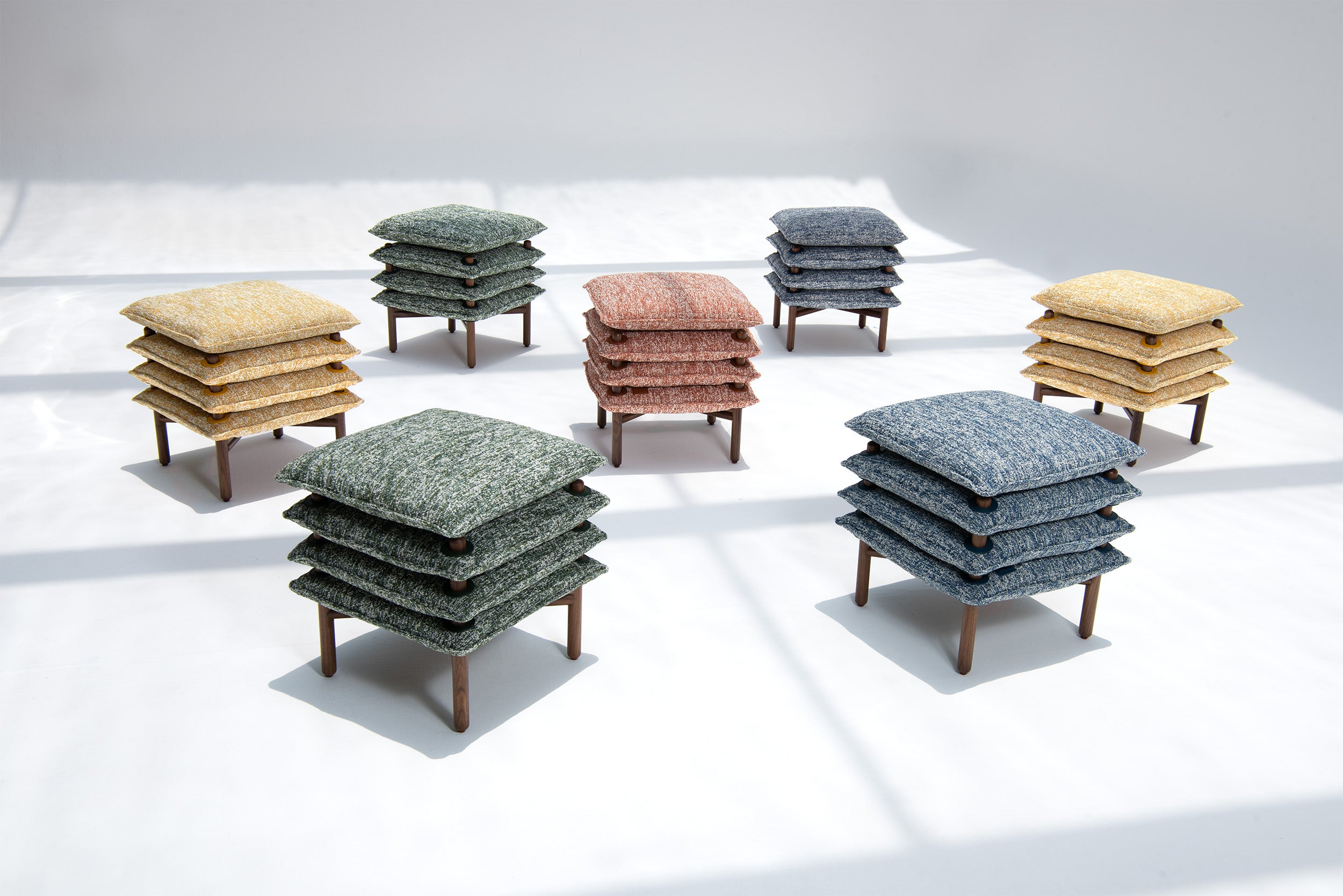 Petrol Bouclé Takya Stool – Aljoud Lootah Design Studio