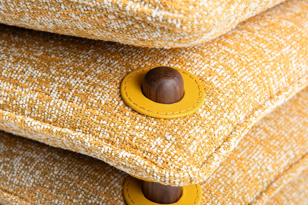 Ochre Bouclé Takya Stool – Aljoud Lootah Design Studio